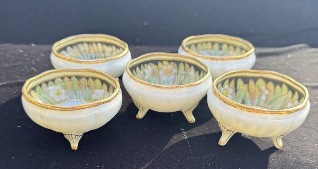 5 Gorgeous 1891 Nippon Morimura Gumi Marked Footed Salt Cellars ...