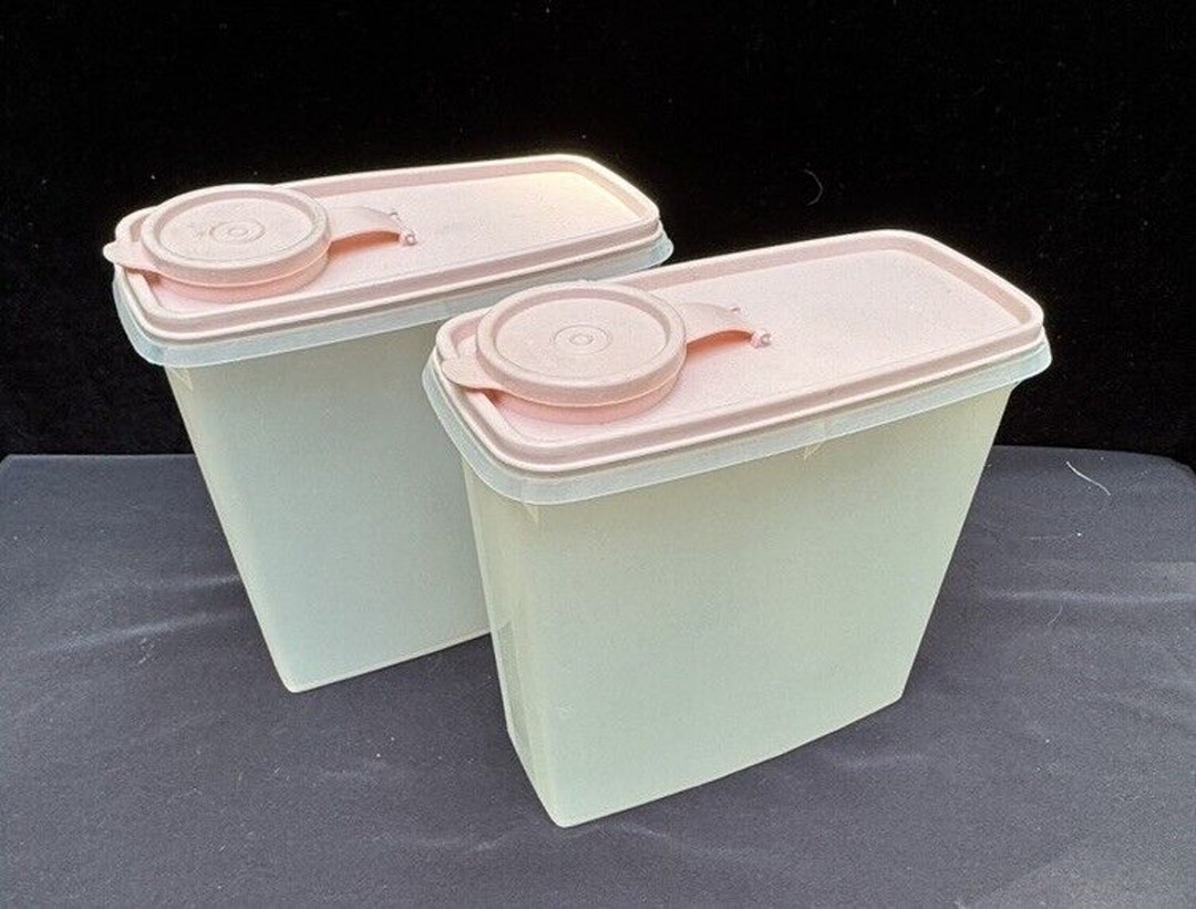 Tupperware Store N Pour Cereal Keeper Clear #469 Pink Lid 471 Set of ...