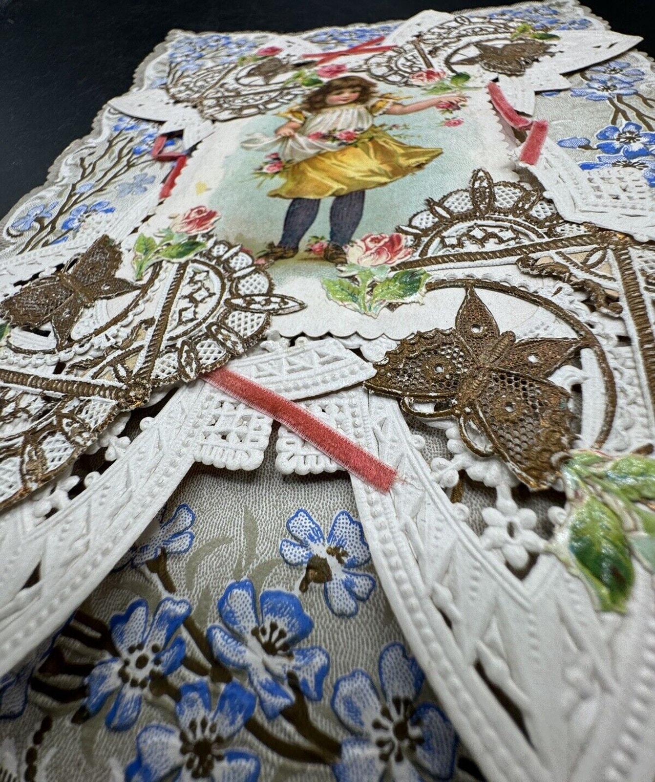 Large Antique Embossed Pop up 3-D Victorian Paper Lace 1800s Card 9 ...