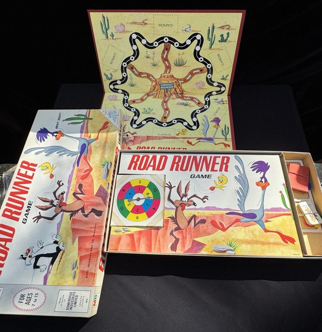 Milton Bradley 1968 Road Runner Game Chase and Tag Road Runner and Tweety -2 - Etsy