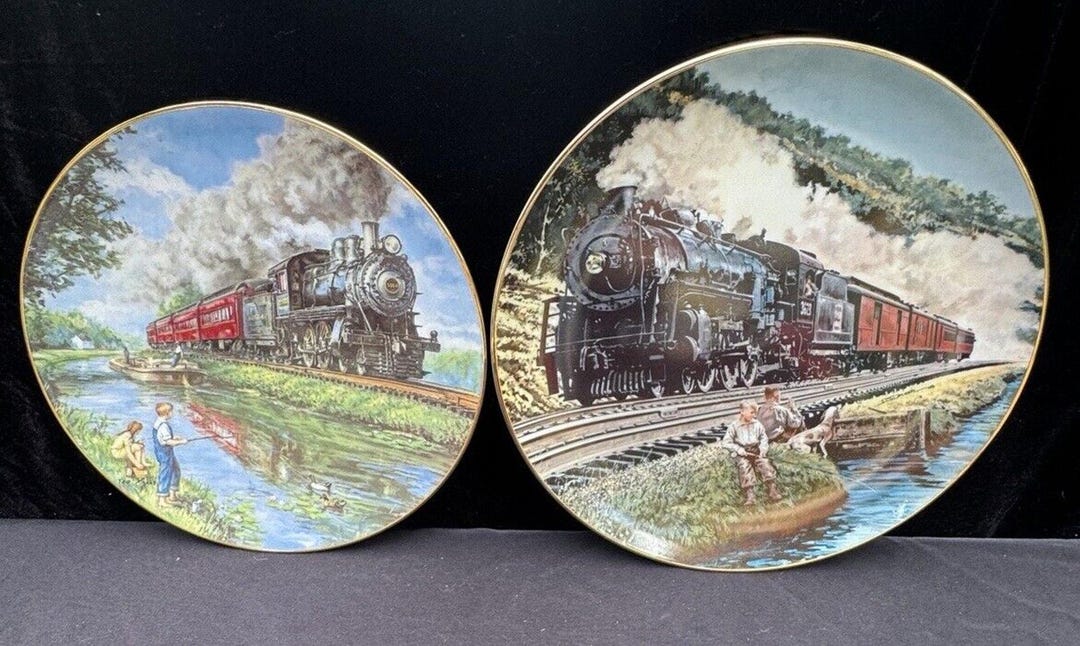 2 American Classic the Golden Age of American Railroads Train Plates ...