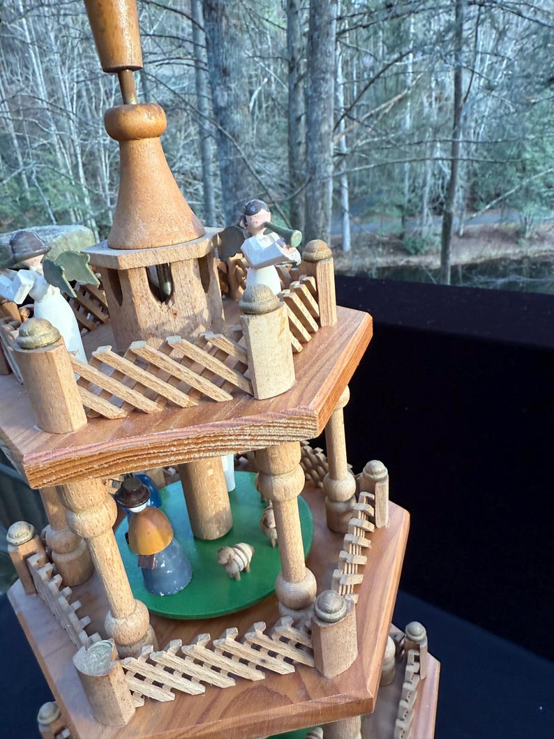 Rare 1969’s Christ Birth Spinning Candle Pyramid With Angels Natural ...