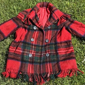 KINLOCH ANDERSON Plaid Tartan Red Black Scottish Ladies Jacket *needs ...