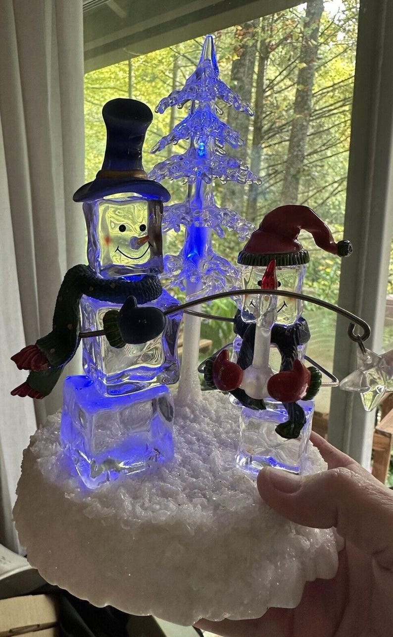 Snowman Campfire Lighted Christmas Tree Table Decoration Roasting ...