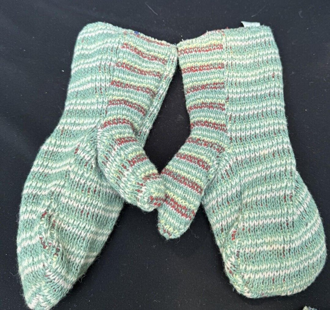 Vintage 1950s Chunky Knit Wool Cotton Blend Winter Size Large Mittens ...