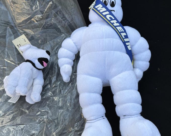Michelin Man & Dog Pup Tire Mascot Plush 15" Stuffed Animal Promo ...