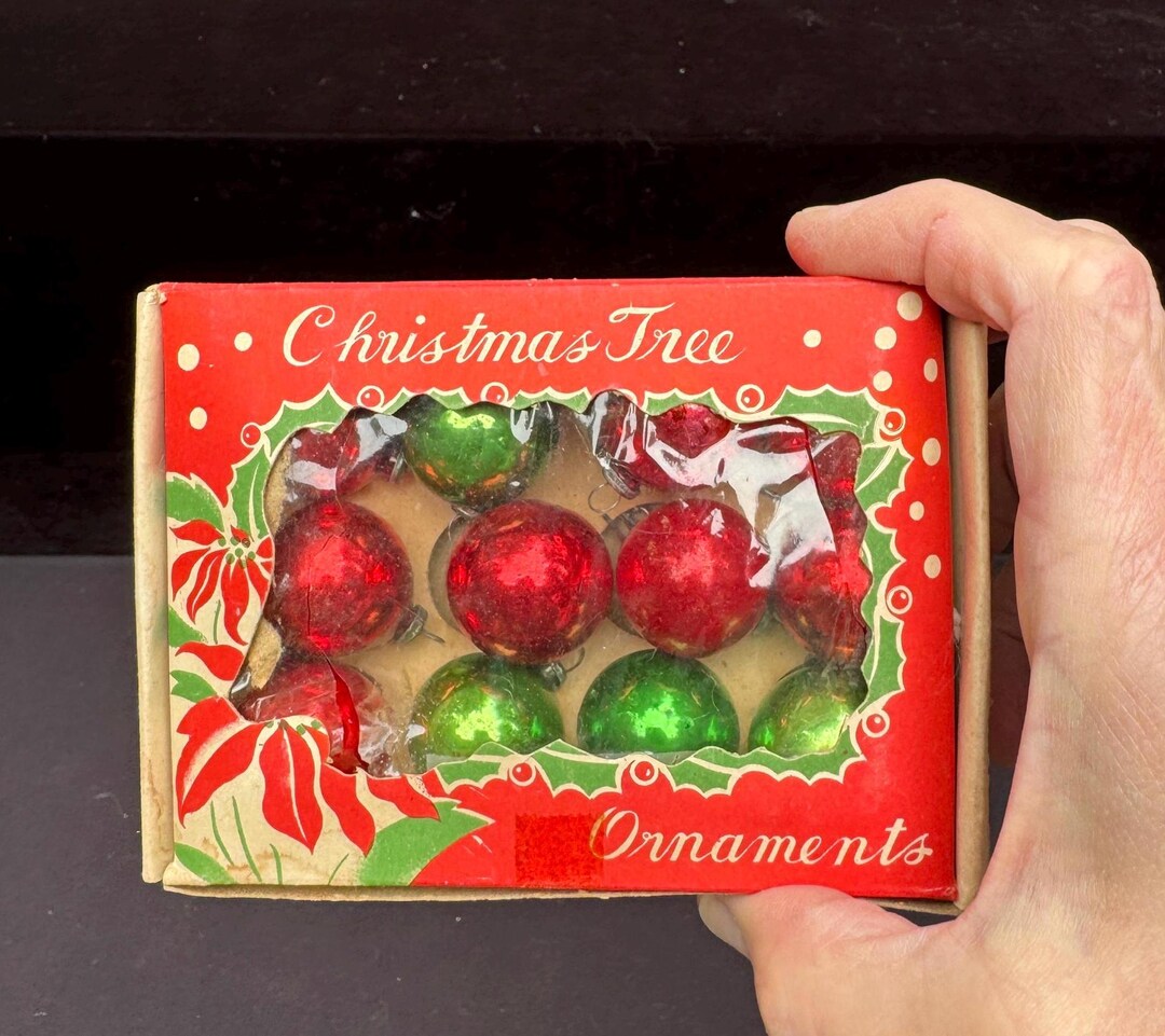 Vintage 1950's Original Box Small Mercury Glass Christmas Tree Ornament ...