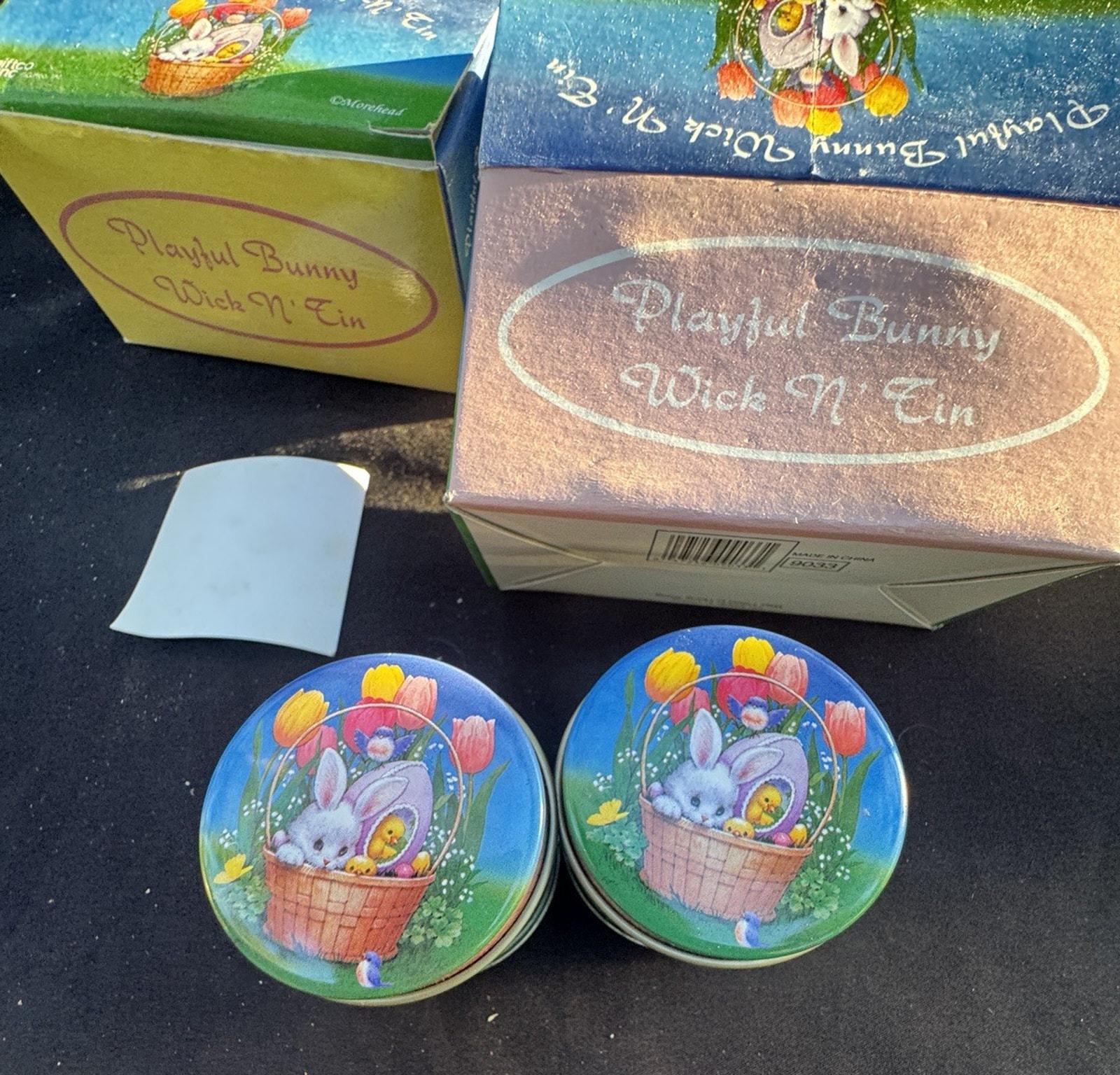 3 New Boxes Giftco Playful Easter Bunny Wick N Tin Candle Sets Adorable ...