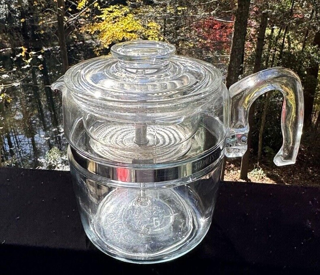 Vintage Pyrex GLASS Coffee Pot 7759-B 9-CUP Percolator Stovetop Glass ...