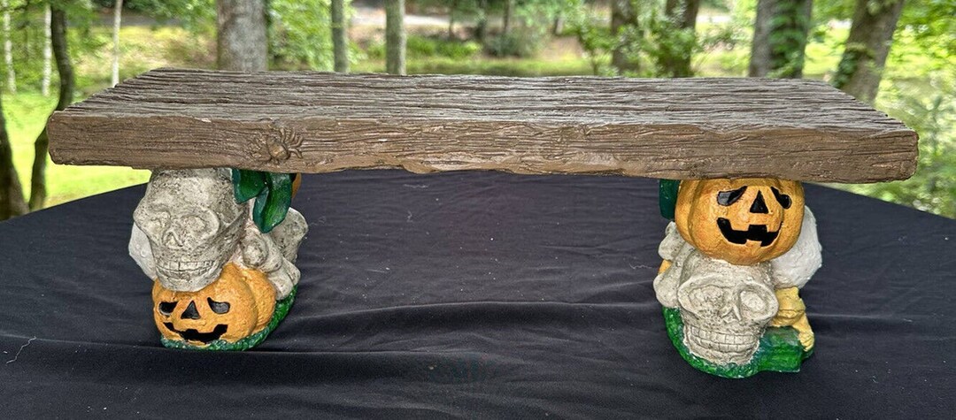 Vintage Spooky Halloween Display Bench Ghost Skeleton - Etsy