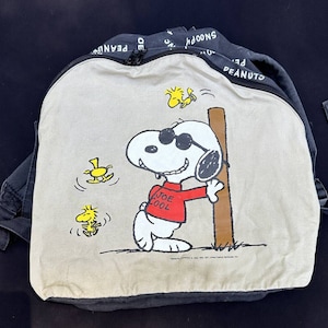 VTG Snoopy Backpack Joe Cool With Woodstock Canvas Backpack Peanuts ...