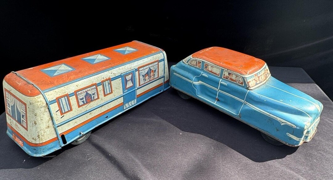 WOLVERINE 4 Door Sedan Car & House TRAILER CAMPER Tin Toy Set 1950S - Etsy