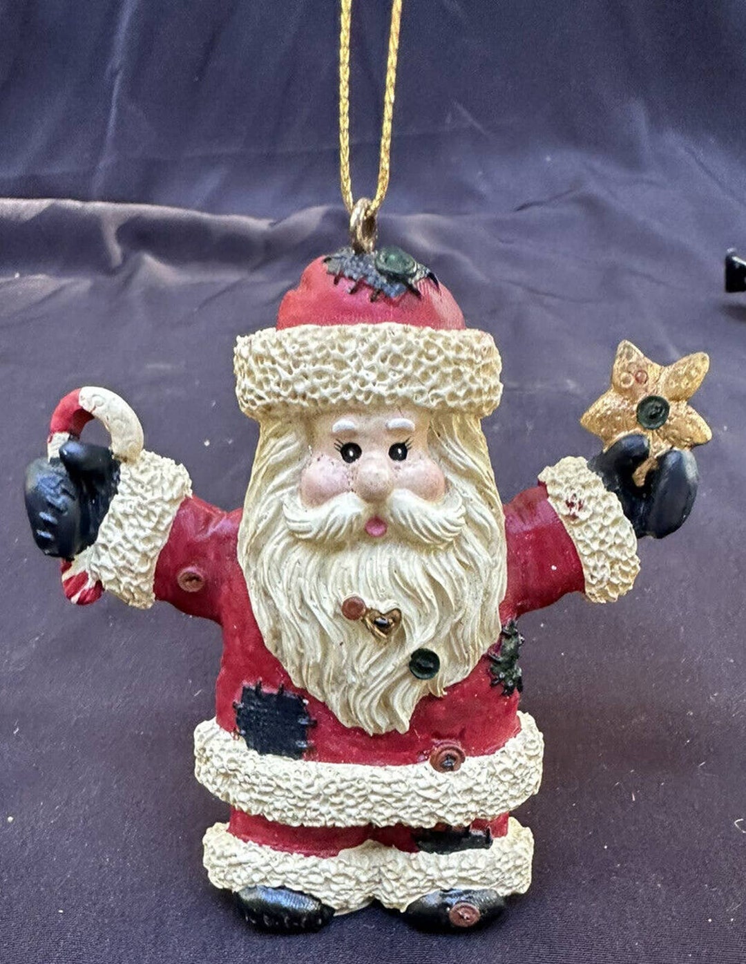 1980s 3.5" PAPEL GIFTWARE Resin Santa Star & Candy Christmas Ornament ...