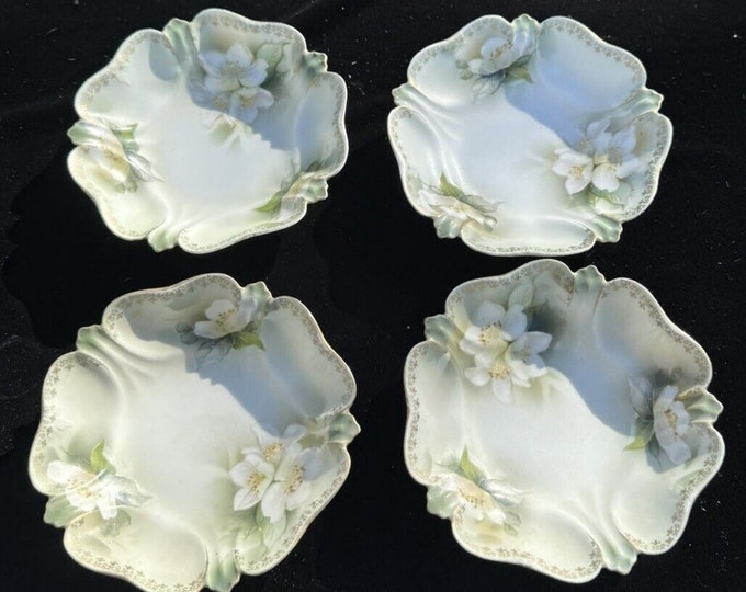 4 Gorgeous RS Prussia Germany Handpainted Porcelain 5" Bowl White ...