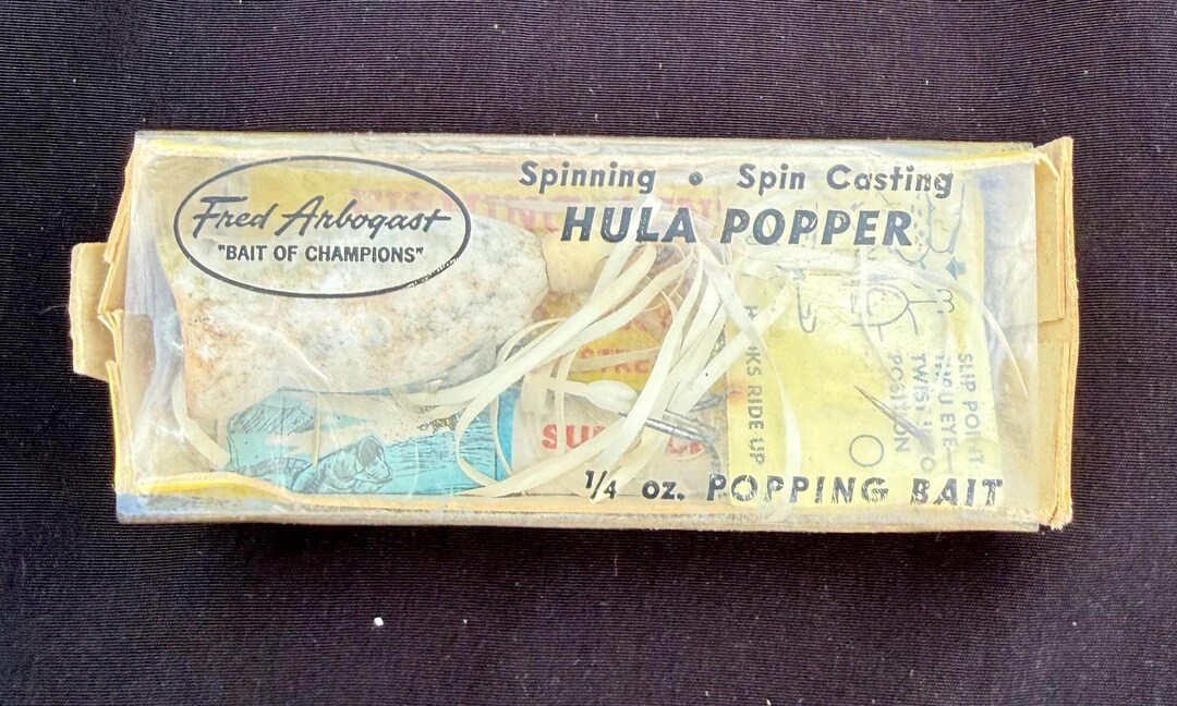 Rare Vintage Fred Arbogast Hula Popper Fishing Pole Lure With Box ...