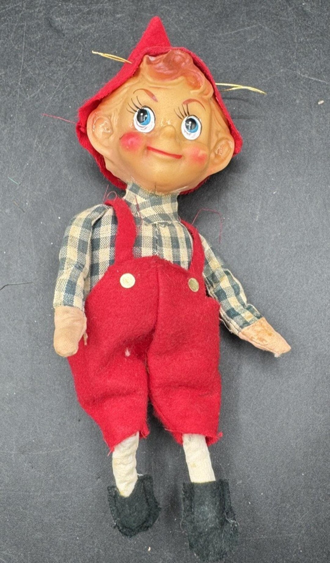 Vintage 1950s Felt Elf Pixie Christmas Ornament Bendable Arms & Legs ...