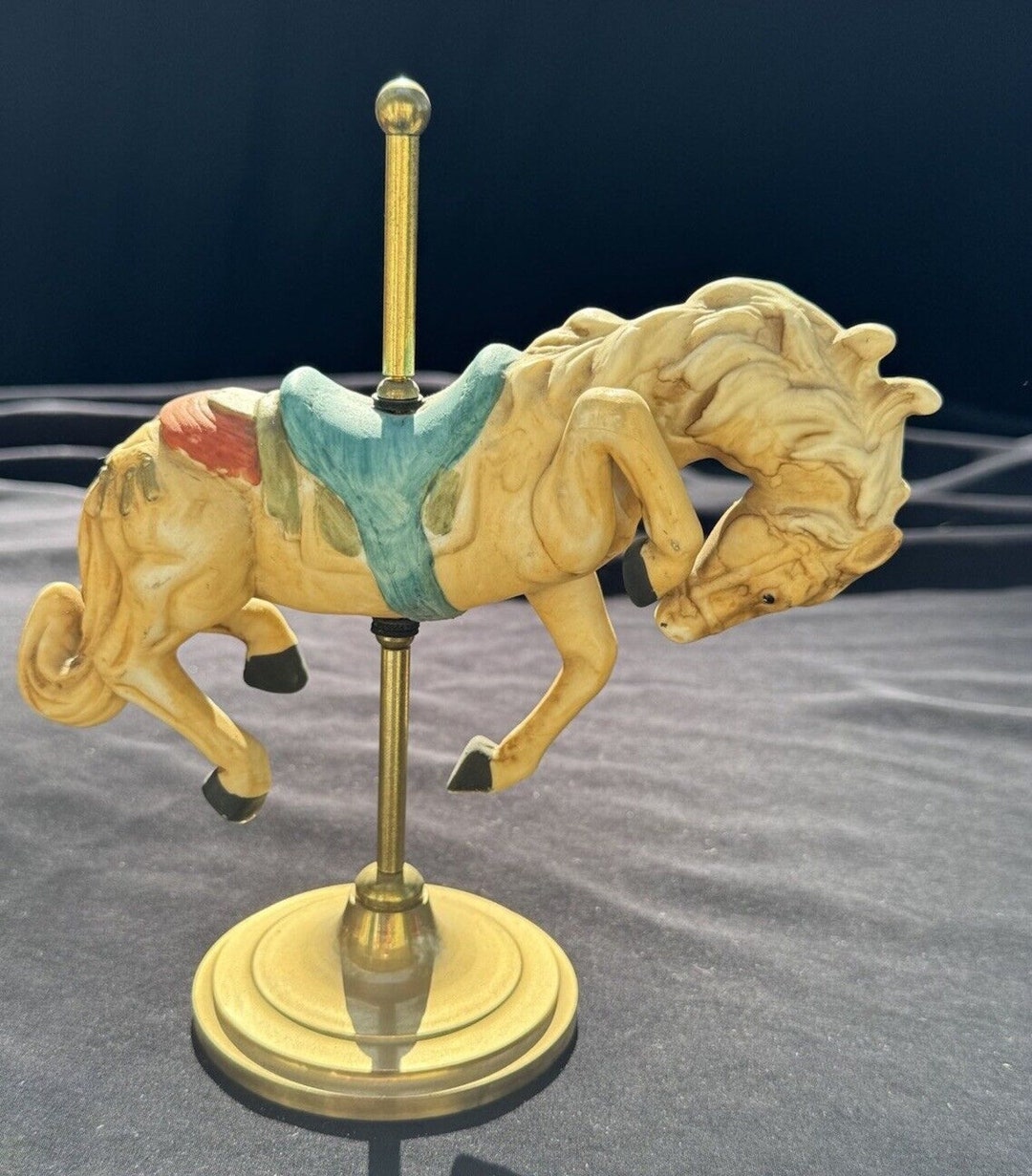 Beautiful 1980’s Carousel Horse in Motion on Brass Pole -vintage -H1 - Etsy