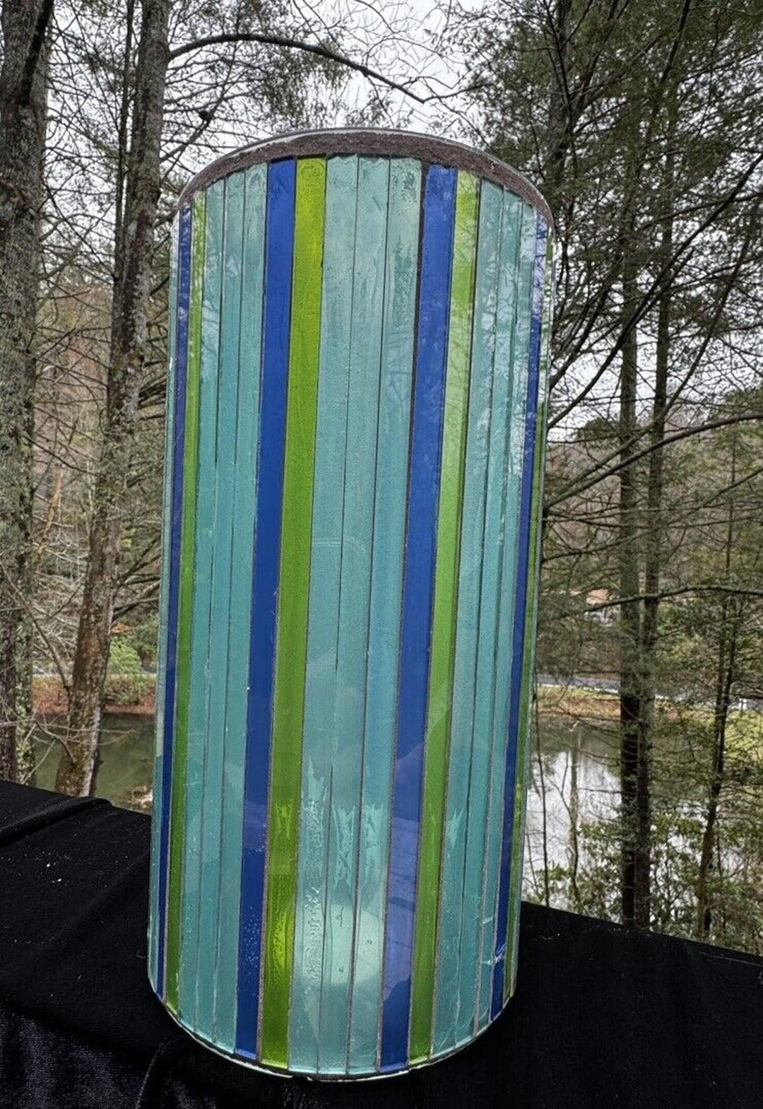 Pier 1 Mosaic Stained Glass 10” Candle Holder Ocean Coastal Colors ...