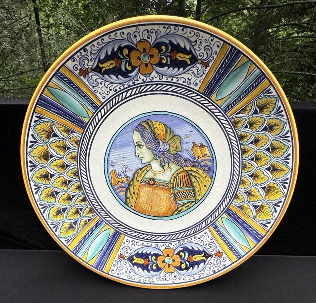 Deruta Italian Pottery Handpainted Lady Woman Portrait 16" Plate ...
