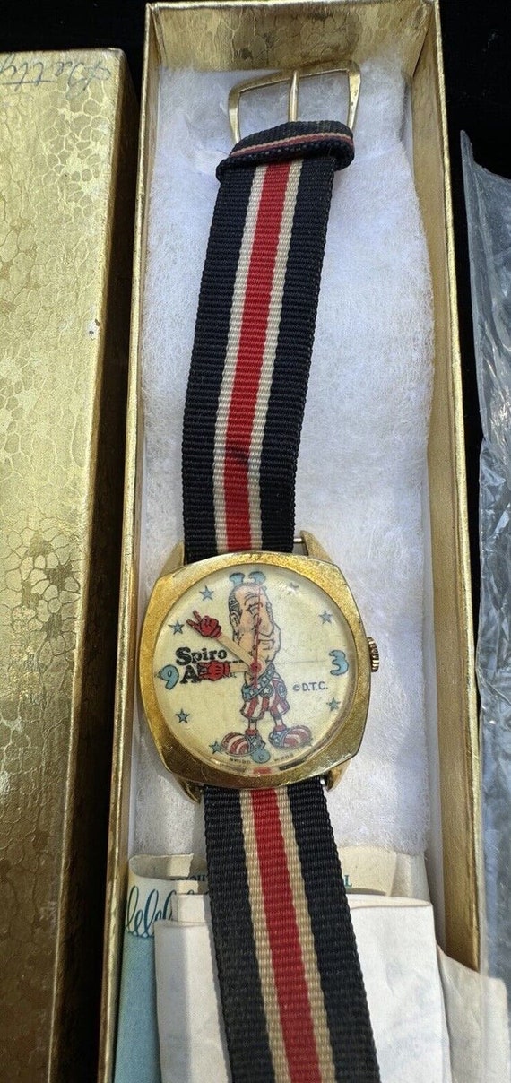 1970s DTC Spiro Agnew Swiss Political Cartoon Watch &… - Gem