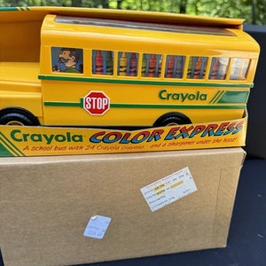 NIB Vtg Crayola Crayons Color Express School Bus in Box W Crayons Org ...