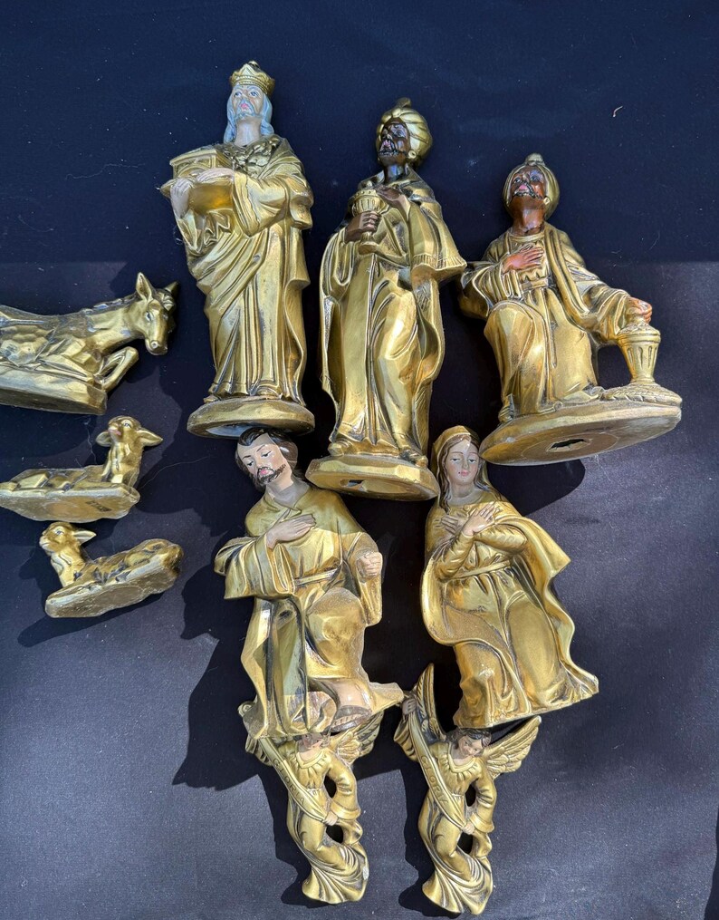 Vintage Chalkware Early 1950’s Made in Japan Large Size GOLD Nativity ...