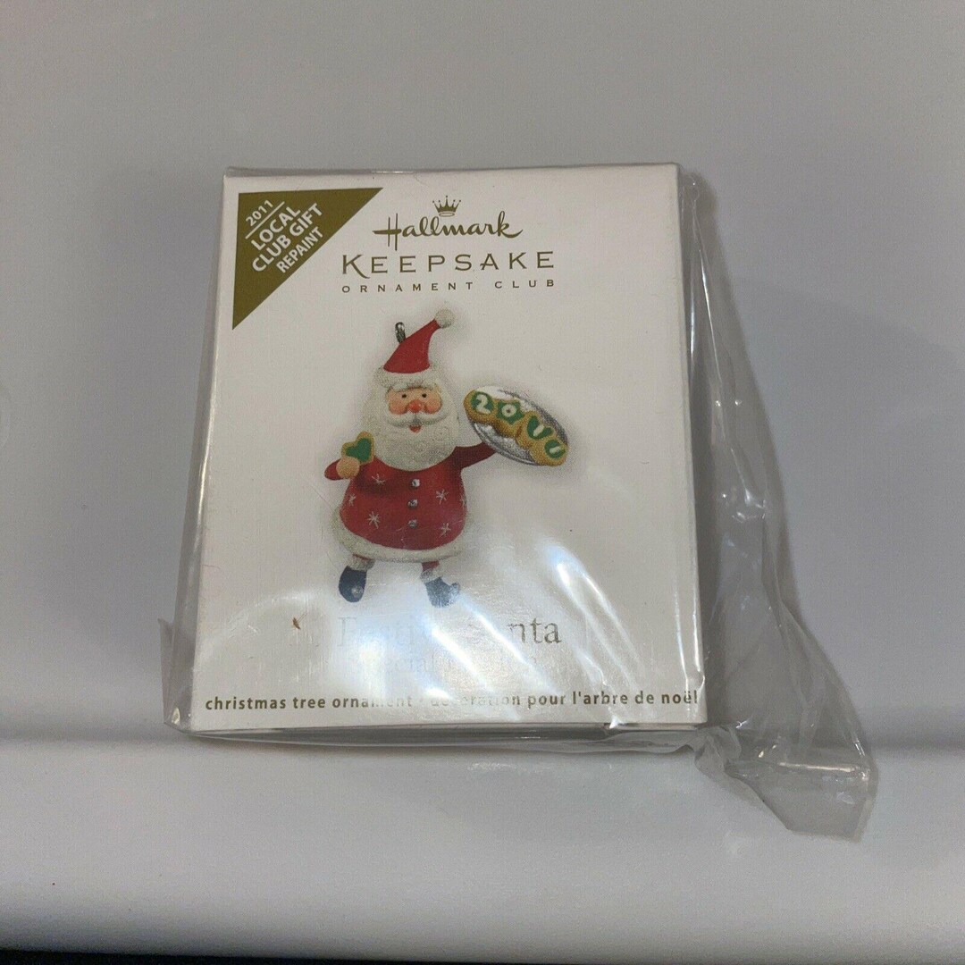 Hallmark KOC REPAINT Festive Santa Miniature Ornament Club Gift MIB Box ...