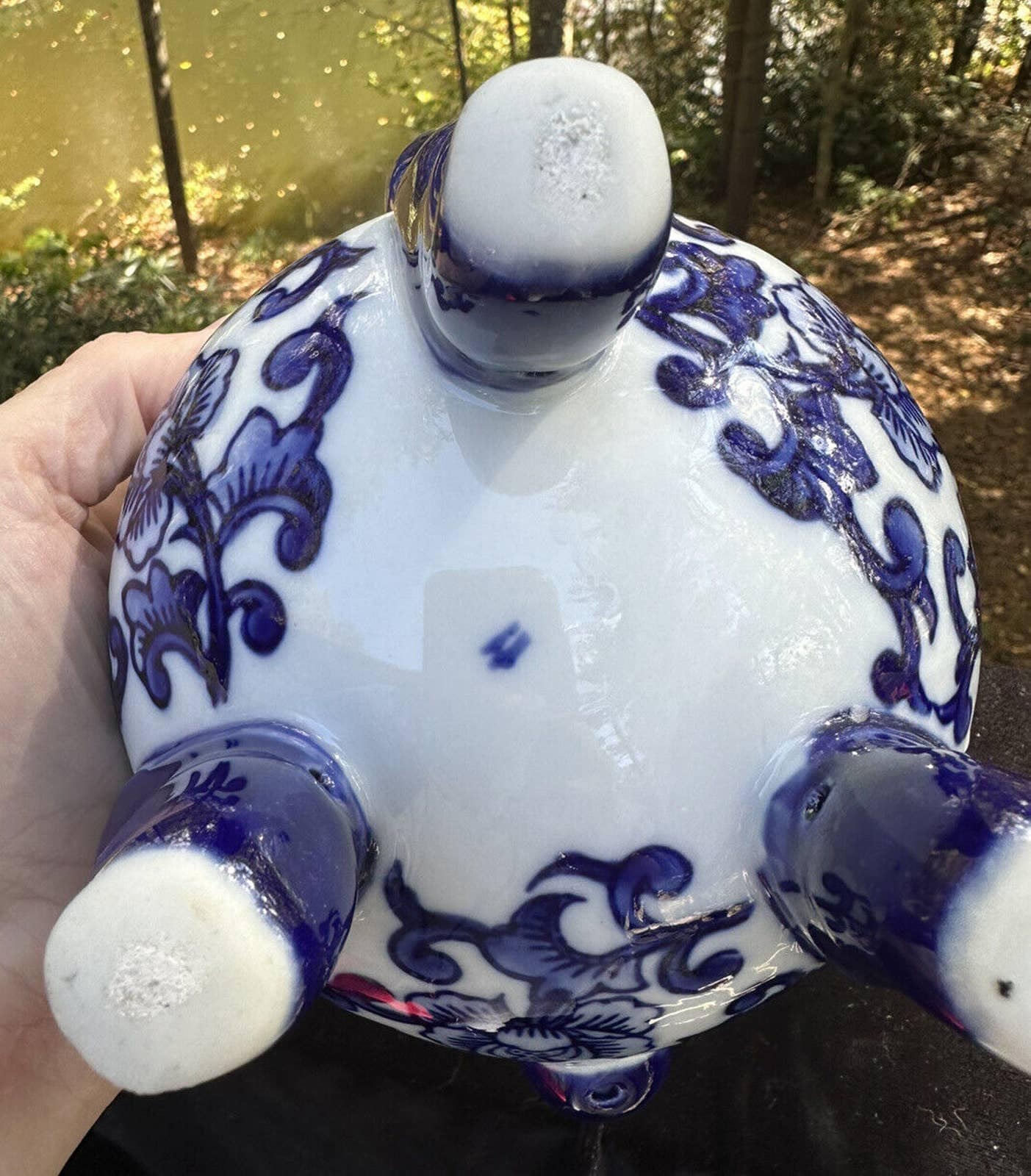 Vintage Porcelain Cobalt Blue & White Covered Potpourri Trinket Holder ...