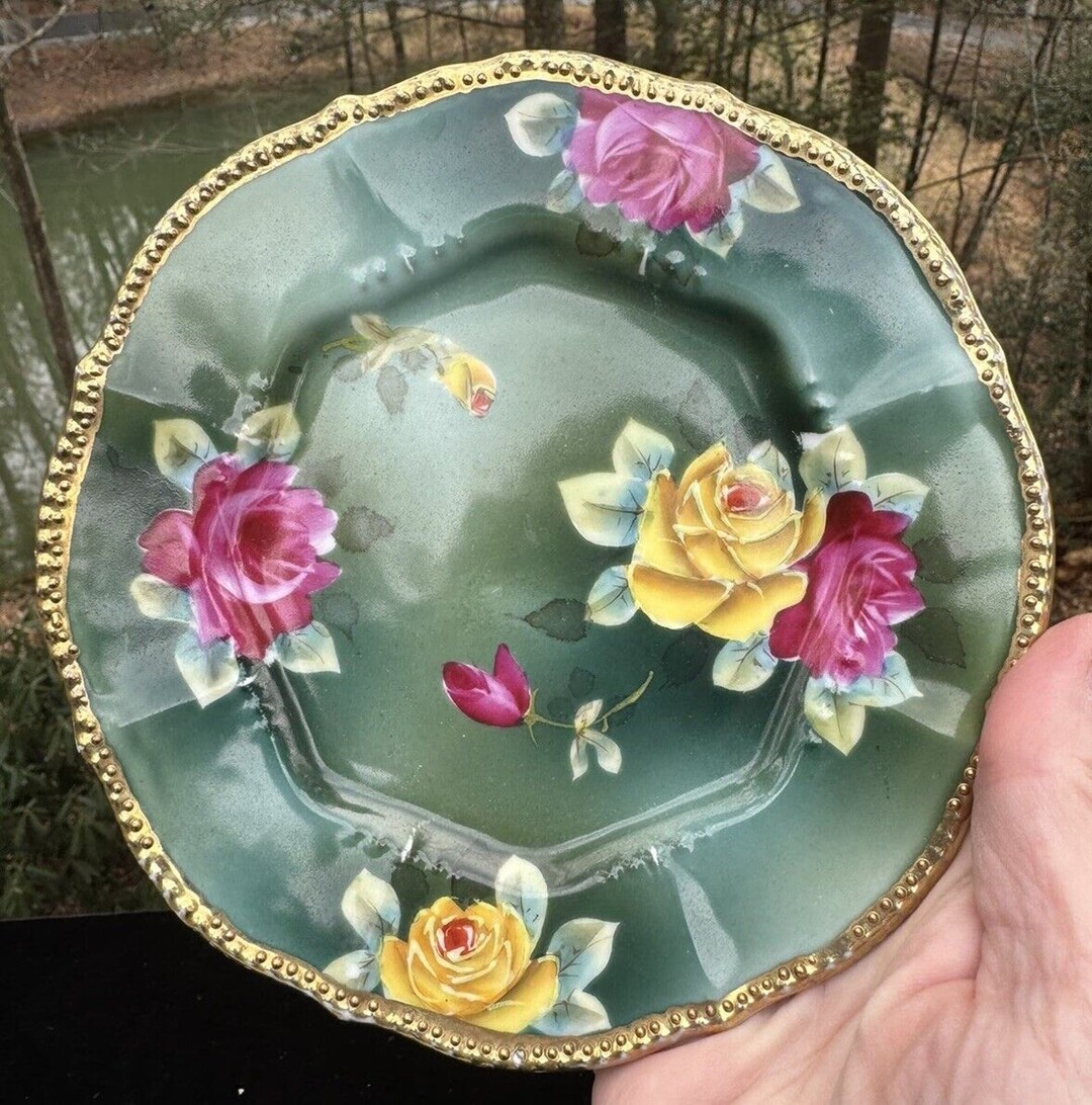 Stunning 1891 Nippon Morimura Gumi Gilt & Green 6.25” Plate -O2 - Etsy