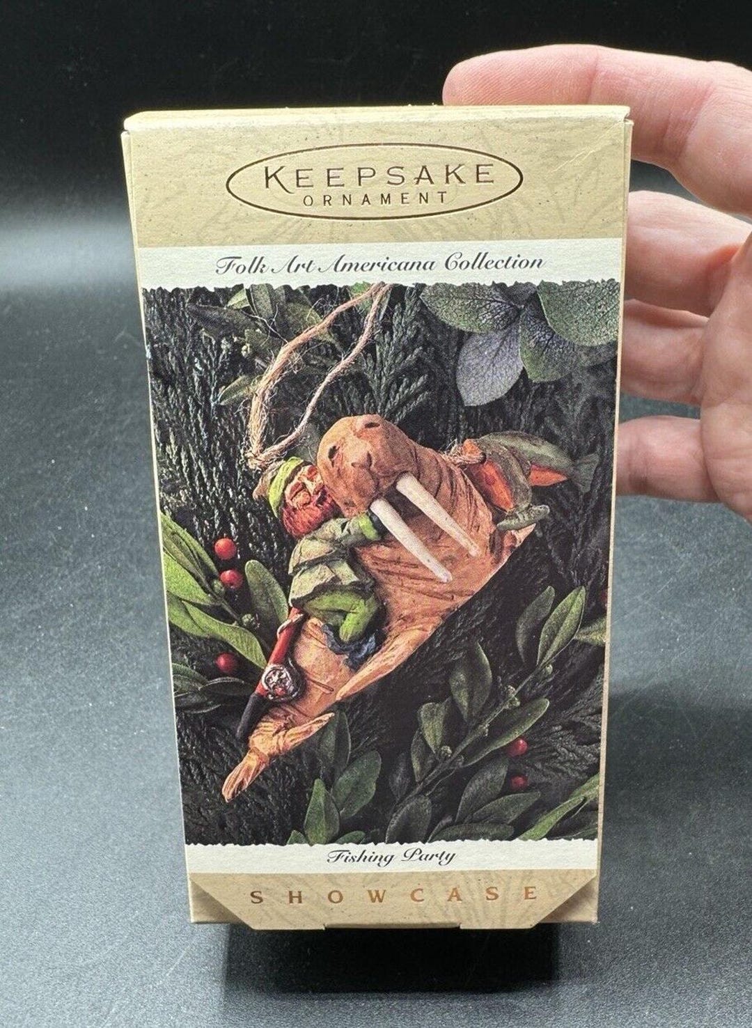 NEW Hallmark Fishing Party Folk Art Showcase Christmas Ornament 1998 ...