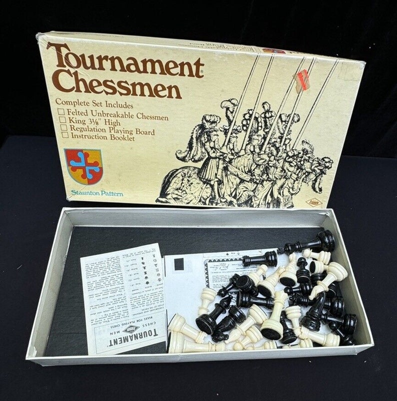 1968 E. S. Lowe Tournament Chessman Staunton Pattern Game Complete in ...