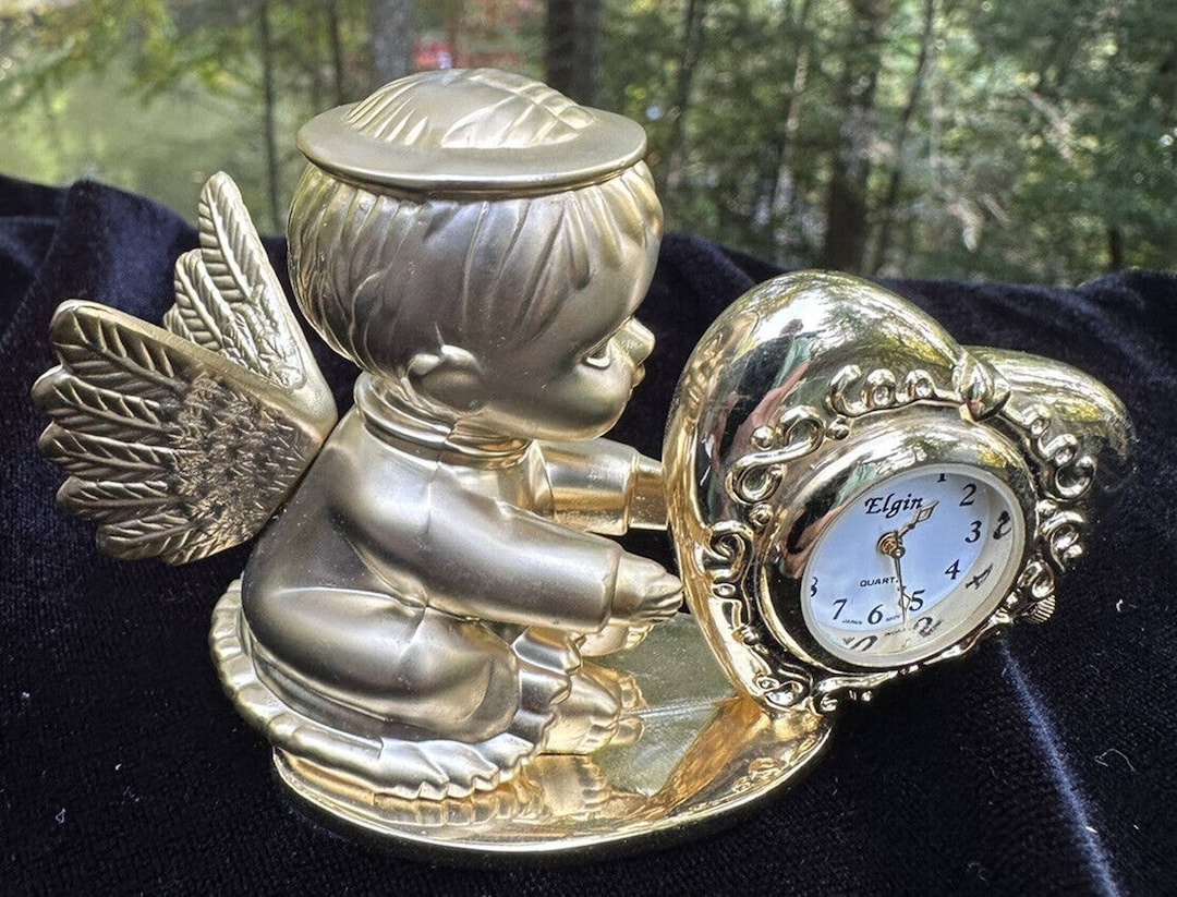 Vintage Elgin Angel Baby Boy Heart Clock-gold Plated-very Cute -S58 - Etsy