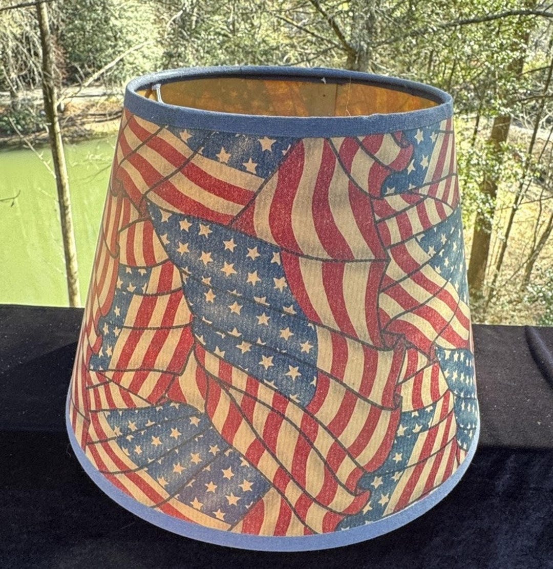 Vintage 1950s Bulb Clip on Lamp Shade American Flag Pattern Excellent ...
