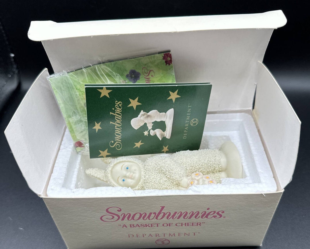 Dept 56 Snowbabies A Basket of Cheer 2000 #56.05725 Easter Bunny in Box ...