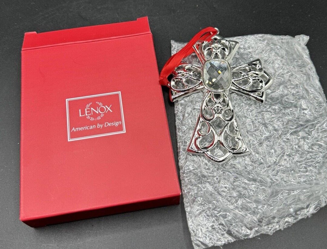 Lenox Bejeweled "cross Ornament" Silverplate Clear Jewel Stone New in ...