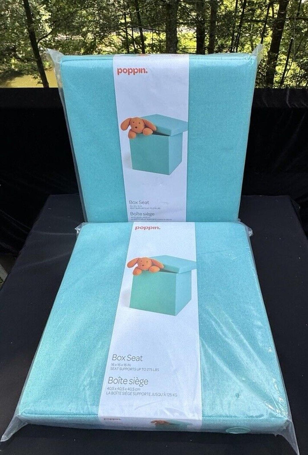 2 Blue Poppin File Storage Ottoman Box Seat College Dorms Container ...