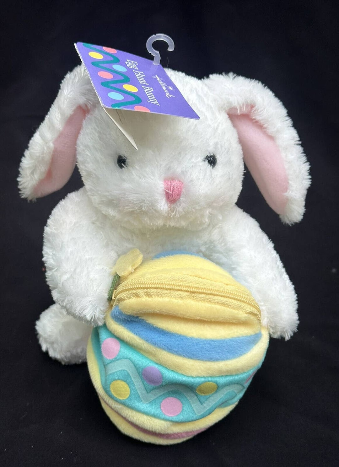 New Hallmark Easter White Plush Rabbit Egg Hunt Bunny NWT Decorated Zip ...