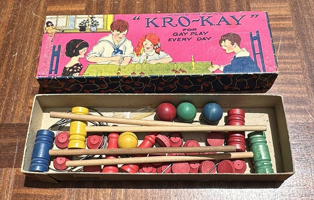 Circa 1930, Vintage Croquet Game Kro-kay Gay Play Every Day Transogram ...