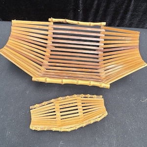 2 Vintage Japanese Bamboo OSHIBORI TRAYS Sushi Meal Hand Towel Holder ...