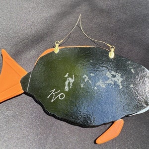 Colorful Floating Fish Fused Art Glass Handmade Plaque Signed! -A53 2 ...