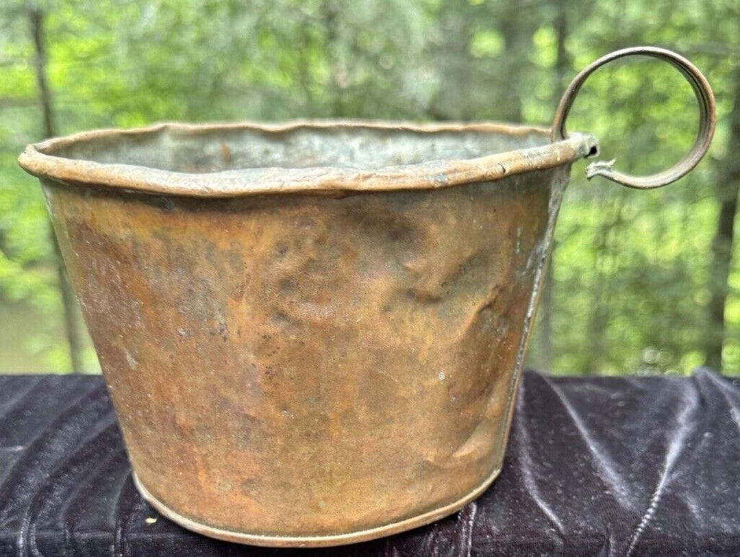 Copper Drinking Grog Cup Metal Ration Bowl Flat Bottom Early American ...