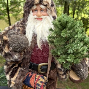 18 Inch Standing Rustic Mountain Santa Holding Christmas Tree - Etsy