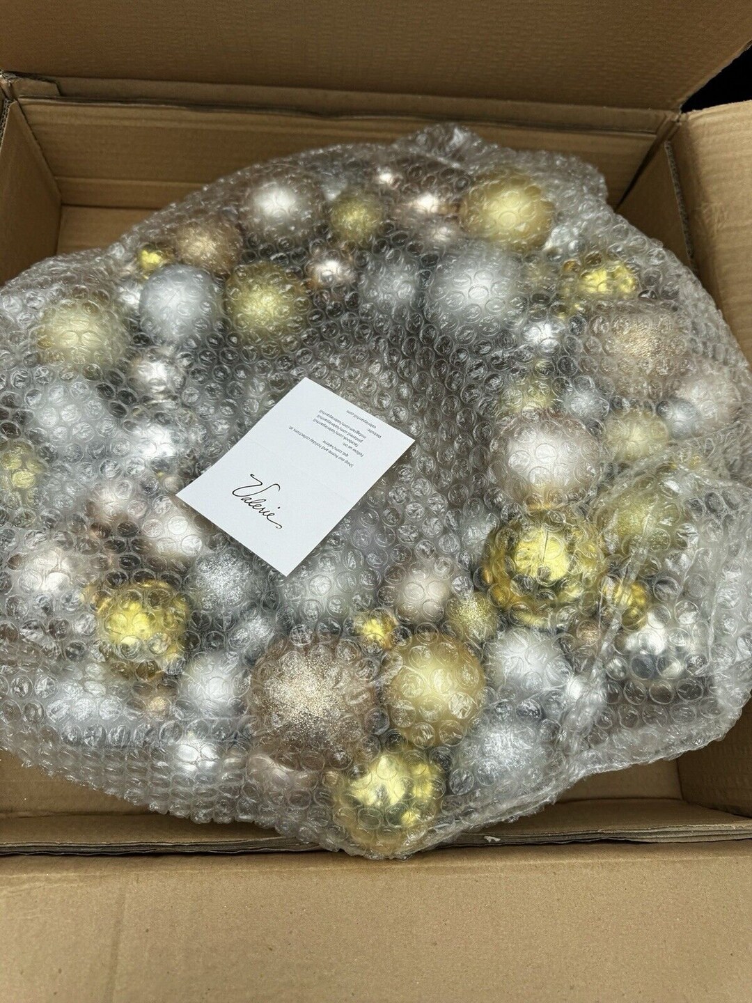 17" Illuminated Ornament Wreath by Valerie Parr Hill QVC Metallic Brand ...
