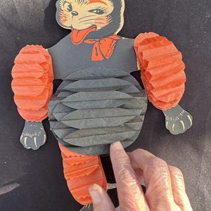 1940’s Halloween Die Cut Cat Crepe Paper Arms & Legs Hanging Decoration ...