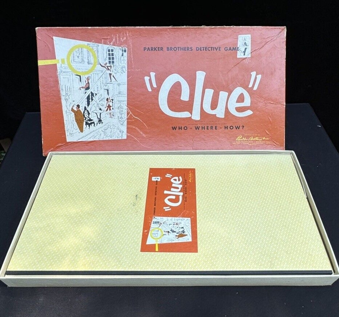Vtg 1956 Clue Detective Board Game Parker Brothers Great Box! Missing ...