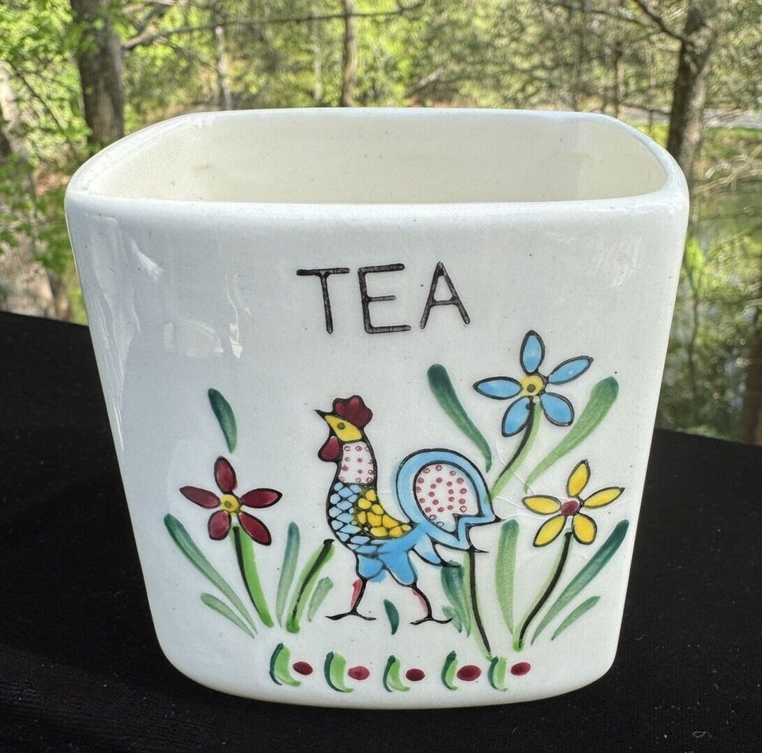 Vintage Morikin Japan Rectangle Ceramic Canister TEA Rooster and ...
