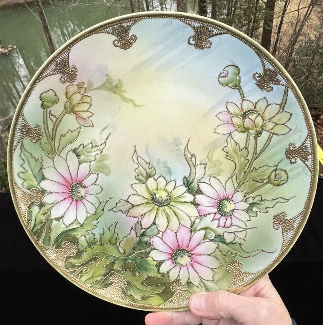 Antique 10” Morimura Gumi Hand Painted/gold Trim Nippon Plate-japan -O2 ...