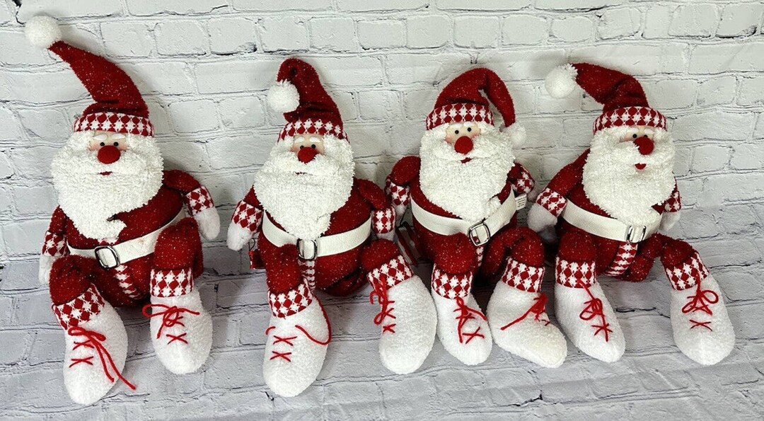 4 Christmas Plush Santa Dangle Legs Flowers by Balloons 10" Tree ...