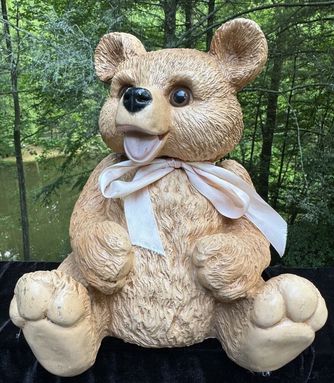 Vintage 1985 11" Homco by Home Interiors HEAVY Resin Teddy Bear Statue ...
