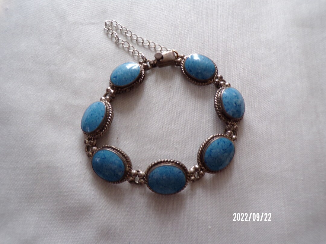 ATI Mexico Blue Stone Sterling Bracelet - Etsy